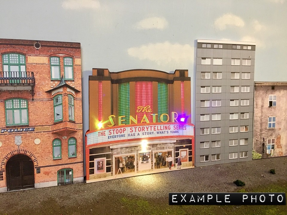 HO SCALE MOVIE THEATER - Scratch Built Building Flat-Front w/ LEDs ...
