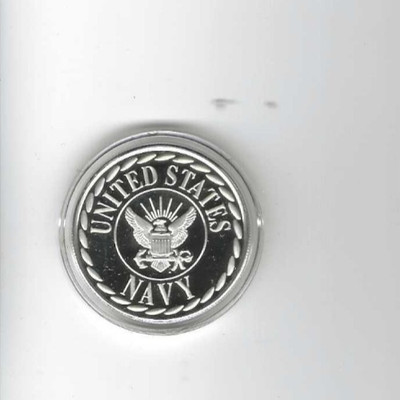 UNITED STATES NAVY HIGHLAND MINT I TROY OUNCE .999 FINE SILVER ...