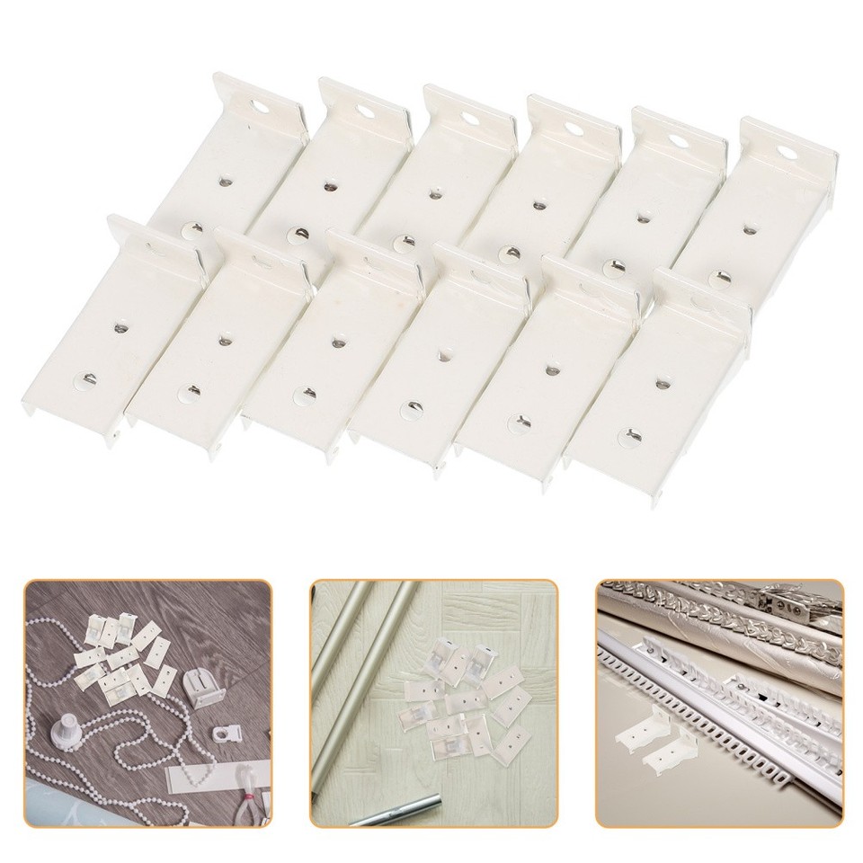 12 Pcs Curtain Track Clips Iron ABS Side Brackets Ceiling Wall Mount ...
