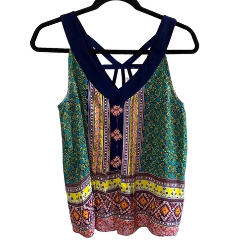 Maeve by Anthropologie Tank Top Size 0 Boho Multicolor Print Strappy ...