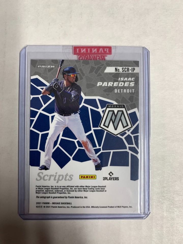 Isaac Paredes 2021 Panini Mosaic Scripts Autograph Mosaic Prizm Detroit ...