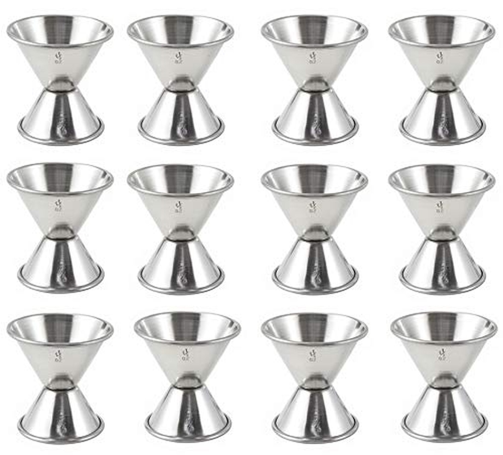 (12 Pack) Double Jigger 1 1/2 oz and 3/4 oz, Stainless Steel Bar ...