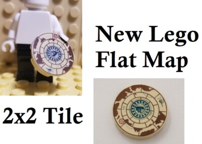 Lego Map FLAT World 2x2 Round Tile PRINTED Pirate Treasure Travel Ocean ...