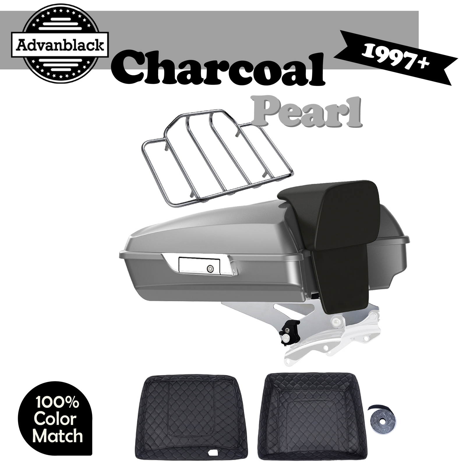 Advanblack Charcoal Pearl Razor Tour Pack Pak Luggage Fits 97+ Harley ...