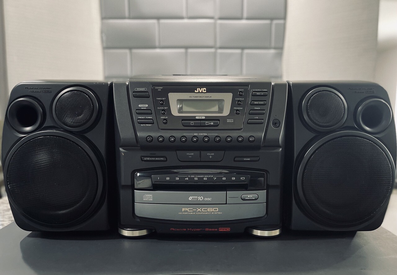 JVC Pc-xc60 Stereo System Boombox 10 Disc CD Changer & Cassette Player ...