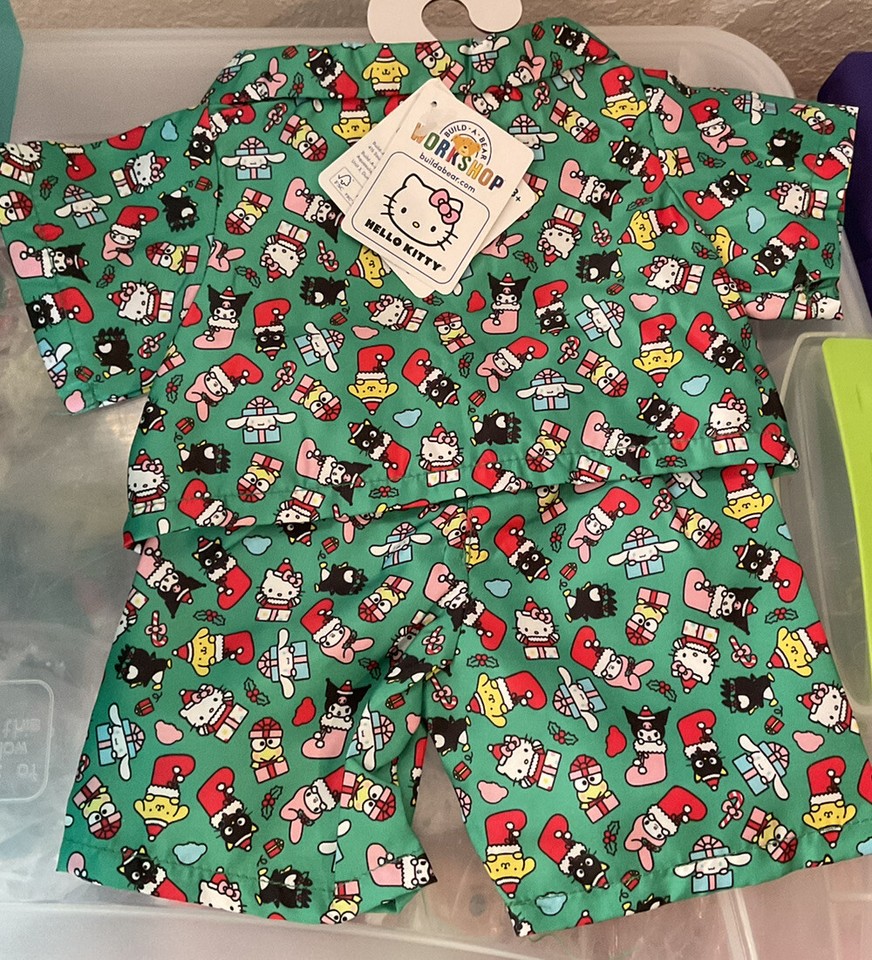 Build A Bear Clothes 2023 Hello Kitty Holly Jolly Christmas Green Pj's ...