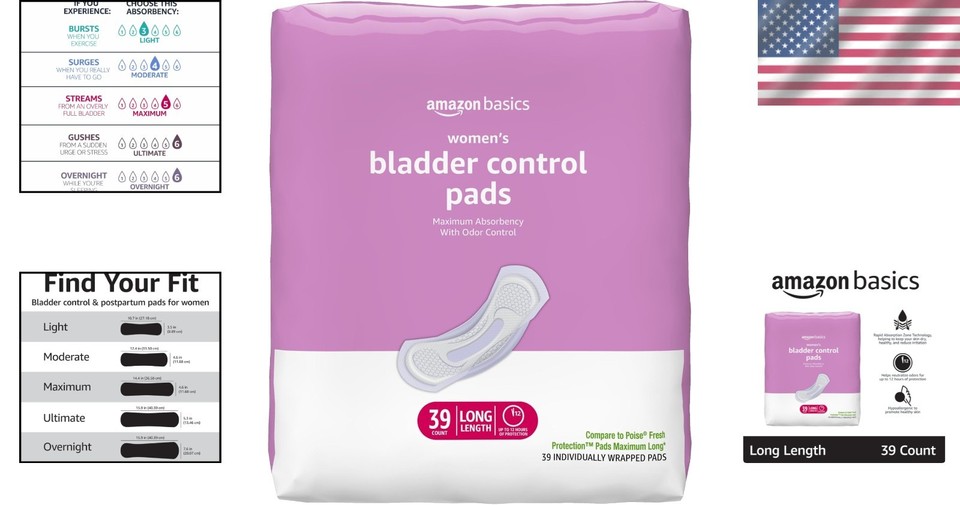 Incontinence Pads for Women Long, Bladder Control, Postpartum, Maximum ...