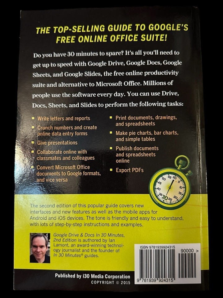 Google Drive And Docs In 30 Minutes by Ian Lamont Paperback-2nd Edition ...