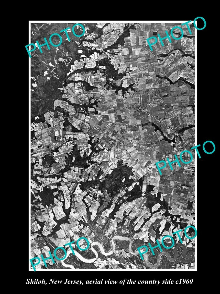 OLD POSTCARD SIZE PHOTO OF SHILOH NEW JERSEY AERIAL VIEW OF THE AREA ...