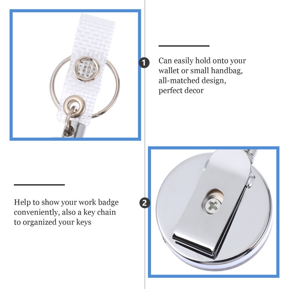 2 Pcs Metal Key Ring Badge Card Holder Reel Retractable ID Cards | eBay