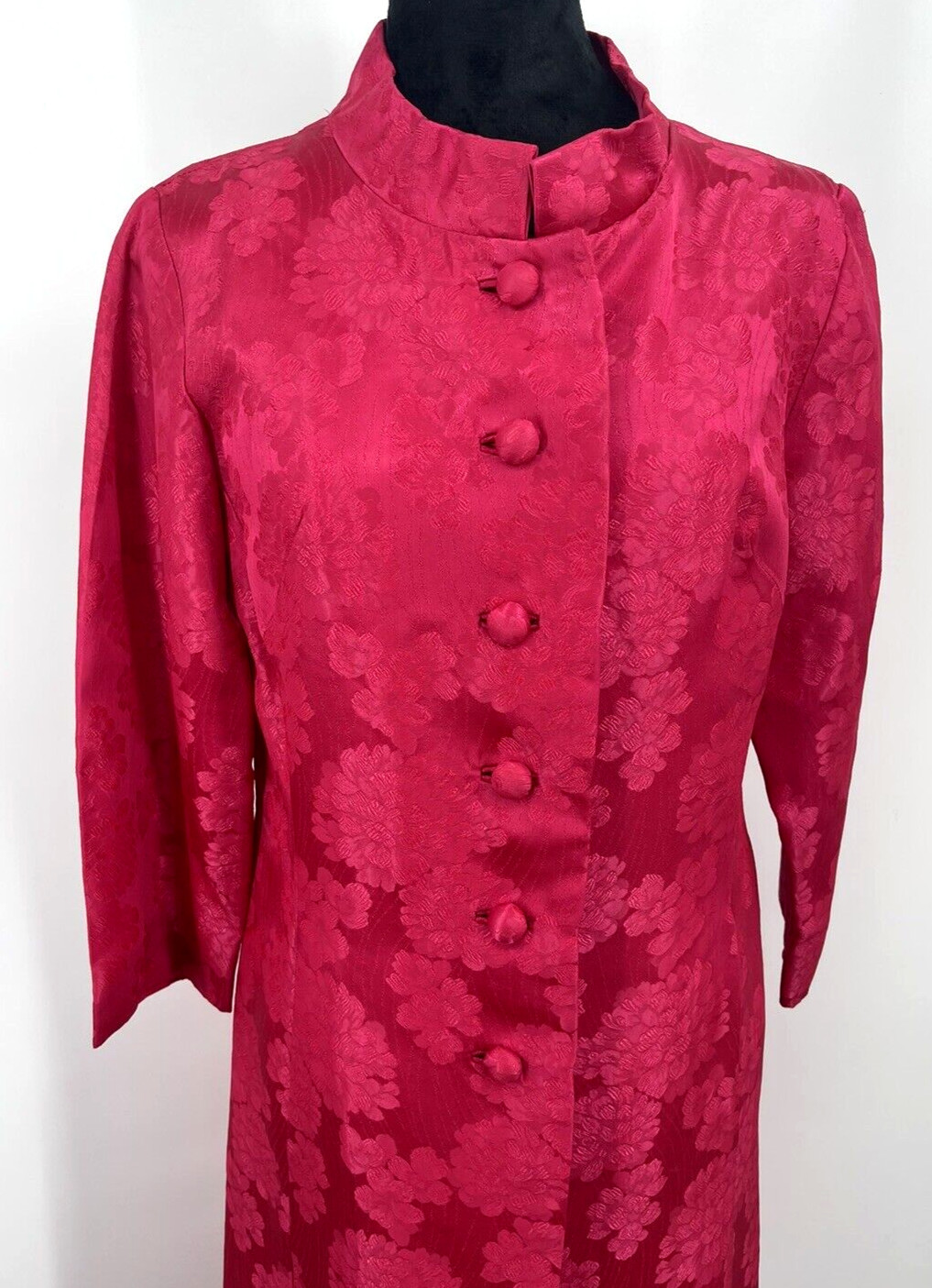 Elegant Chic Vintage 1950's 1960's Ruby Red Brocade L… - Gem