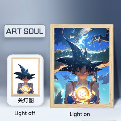 Dragon Ball Son Goku Decorative Picture with Led Frame Art Soul 31*22cm ...