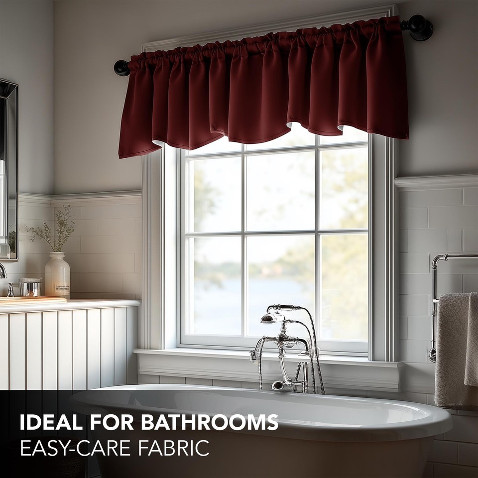 Red Valances for Windows, Christmas Curtains, Scalloped Valance for ...