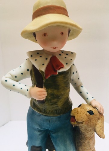 Holly Hobbie 1974 8" DELUXE Figurine Robby Boy With Dog WHF-313 Ceramic ...