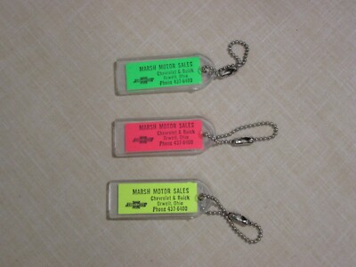 3 ORIGINAL - NEW-OLD STOCK 1955 to 1960 "CHEVY DEALERSHIP" KEY CHAIN I ...