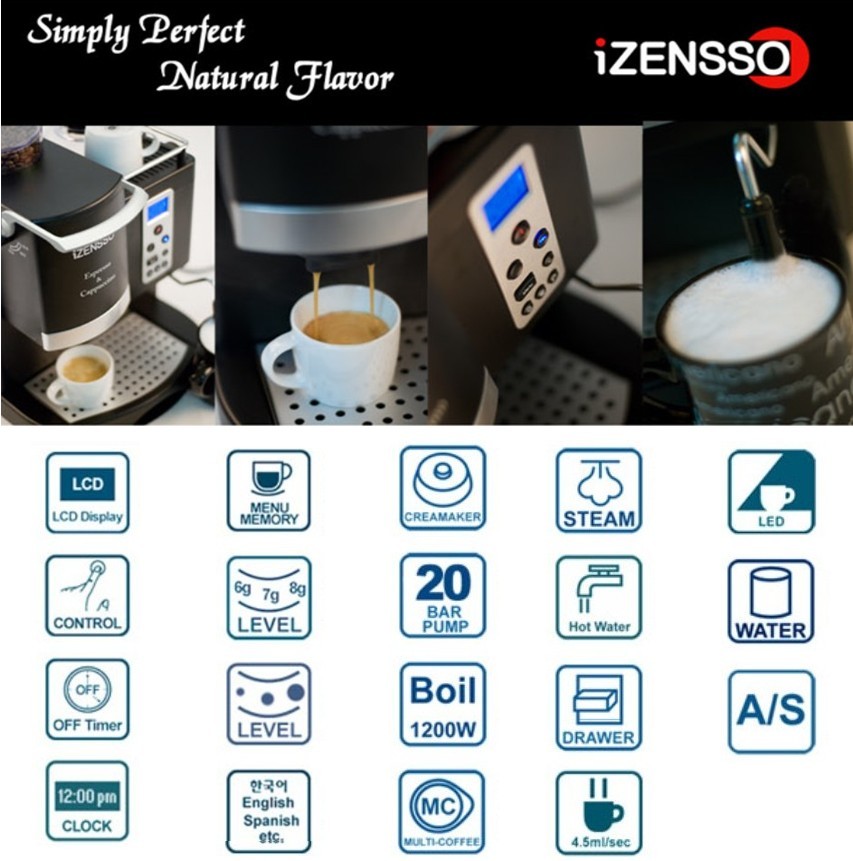 iZENSSO Auto Multi Espresso Machine INS 8650 LCD Simple Perfect Flavour ...