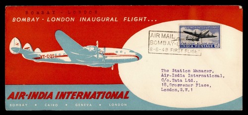 DR WHO 1948 INDIA FIRST FLIGHT BOMBAY TO LONDON ENGLAND AIR INDIA ...