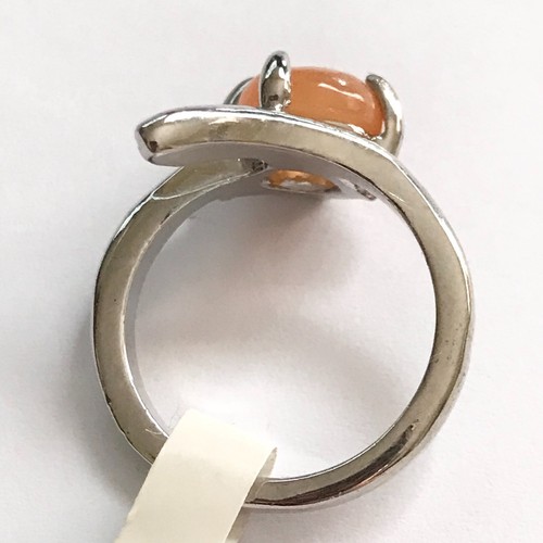Freeform Geometric Ring Size 6 Brown Beige Stone Silver Plated ...