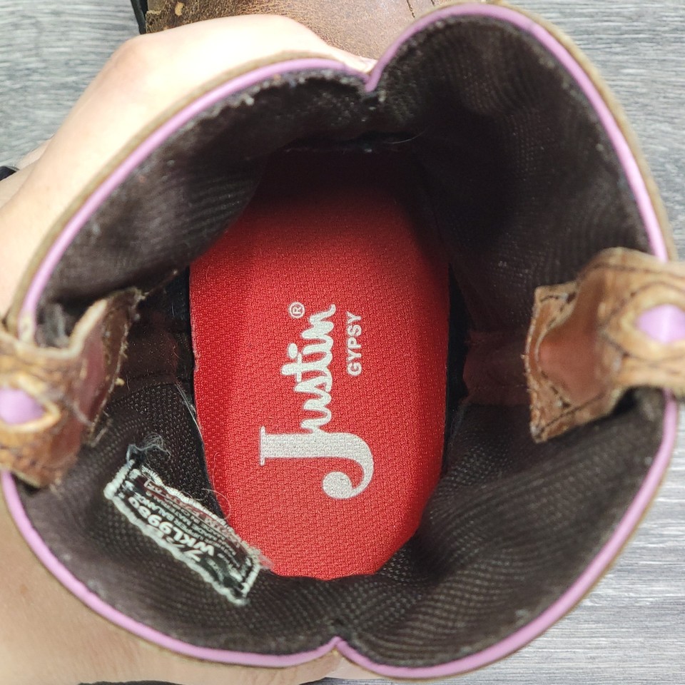 Justin Gypsy Steel Toe Boots Womens Size 7 1/2 B Brown/Pink Cowboy ...