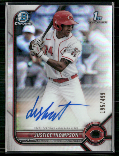 Justice Thompson 2022 Bowman Chrome Prospects Refractor Auto 195/499 | eBay