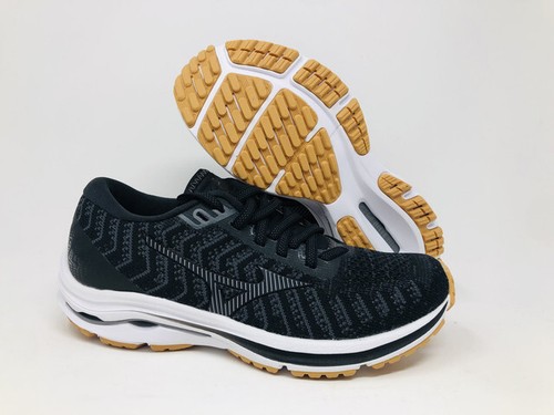 Mizuno Women's Wave Rider 24 Knit Running Shoes, Black/Dark, 9.5 B ...
