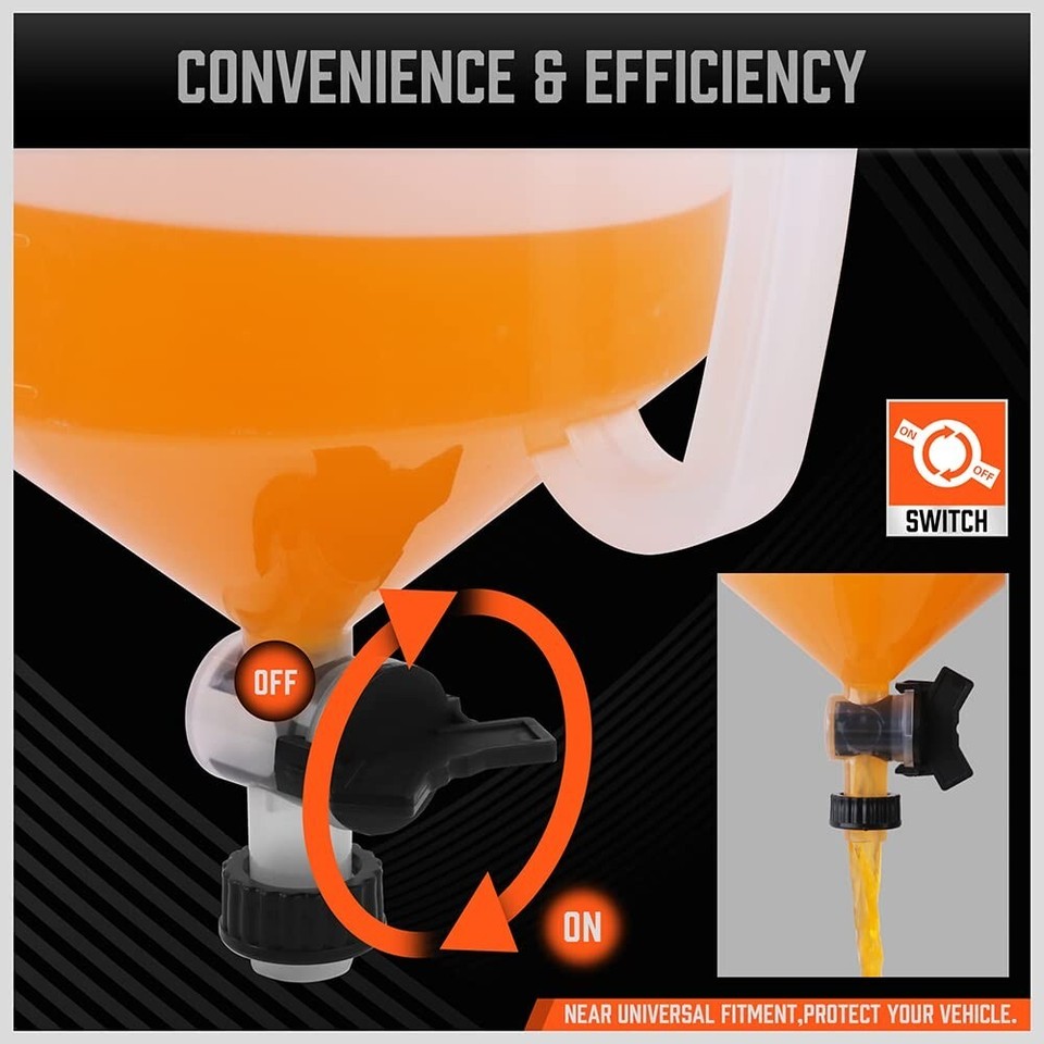 HORUSDY No-Spill Coolant Funnel Kit with Valve Switch Radiator Bleeder ...
