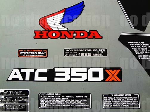 1985 85' ATC 350X honda decal trike sticker 10pc Graficos aufkleber ...