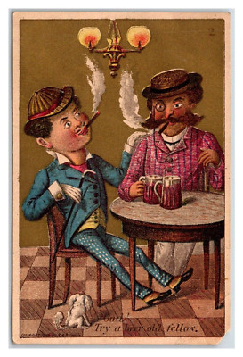 EB Duval Trade Card Victorian Alcohol Drunk & smoking w DOG at pub | eBay