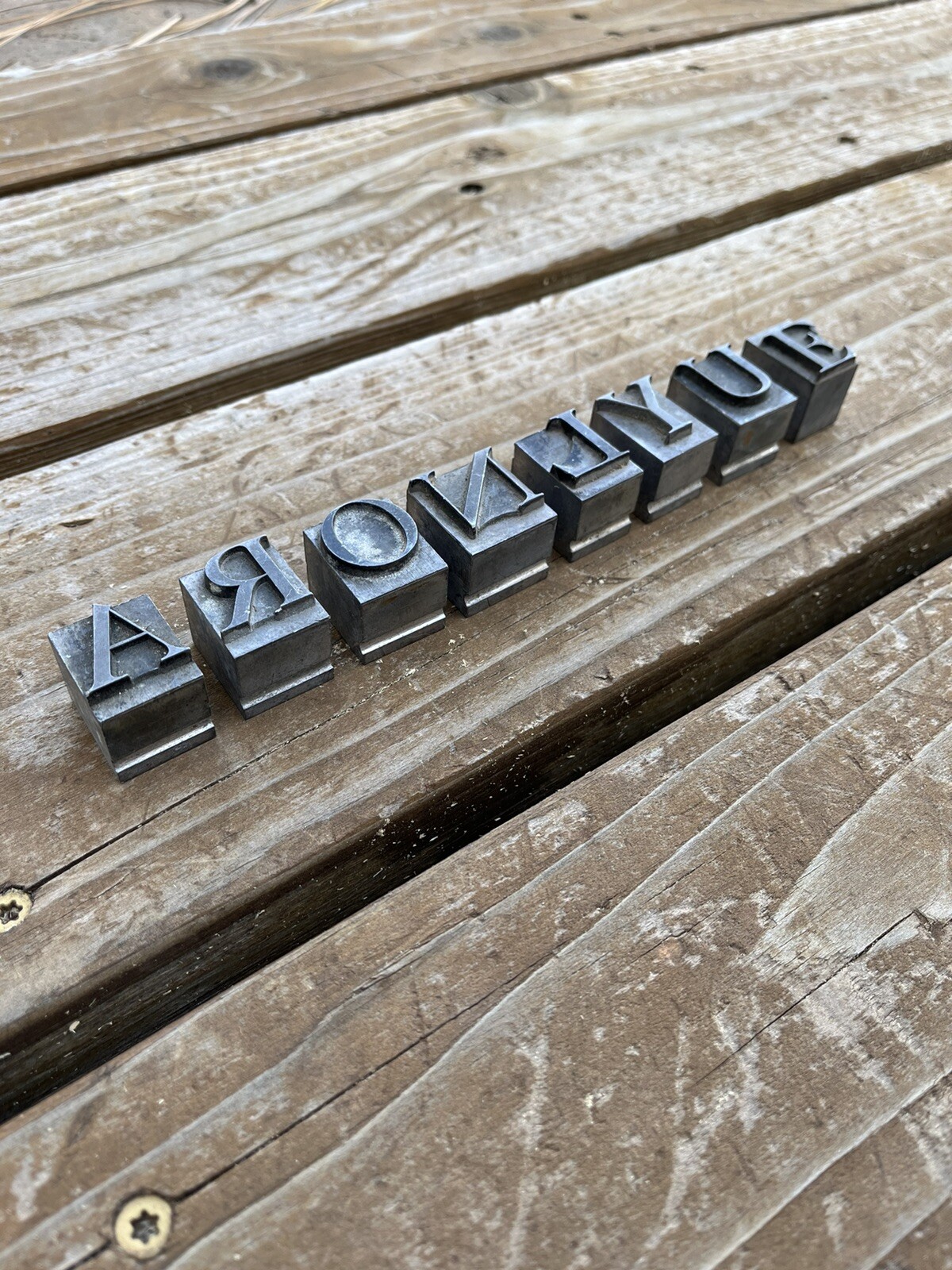 Vintage 8 Large Lead Printing Press Typeset Letters Metal Blocks Art ...