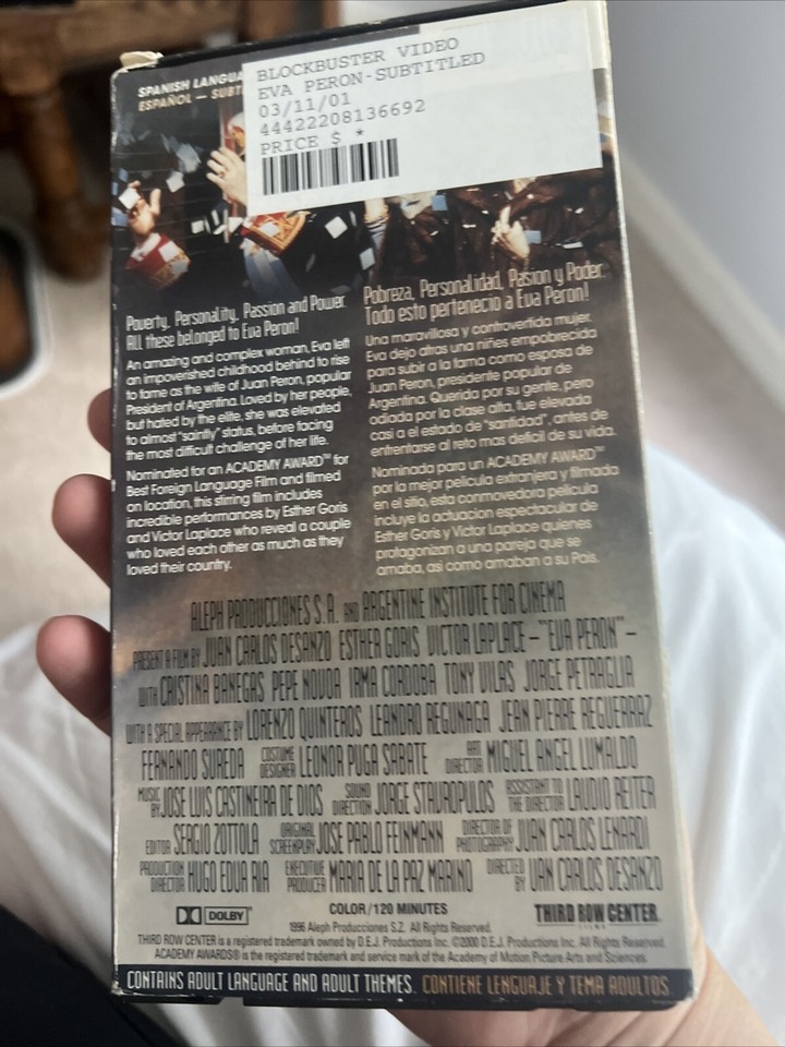 Eva Peron The True Story, 1996 2000 Third Row Center Spanish Esther ...