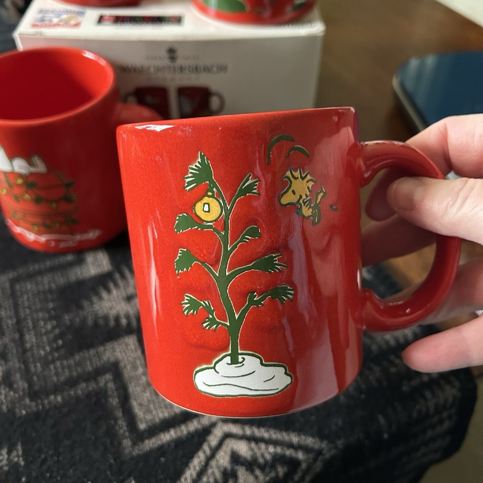 Waechtersbach Peanuts Snoopy Christmas Mugs Set of Four Vintage | eBay