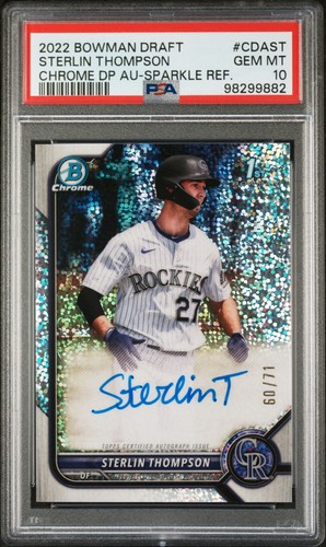 2022 Bowman Draft #CDA-ST Sterlin Thompson Chrome Auto Sparkle #/71 PSA ...