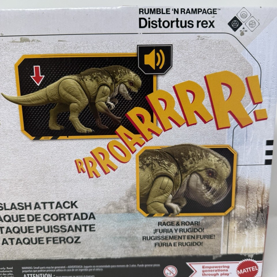 Mattel Jurassic World Rebirth Distortus Rex Rumble N Rampage, 22 Inch ...