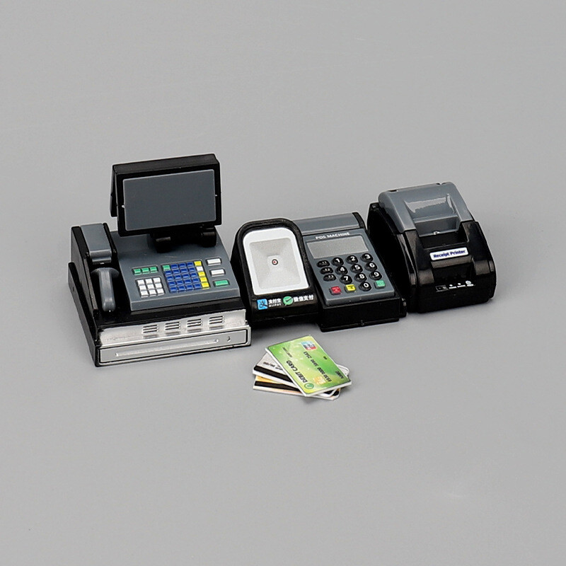 7PC Tiny Cashier Credit Card Machine 1/6 Scale Dollhouse Miniatures ...