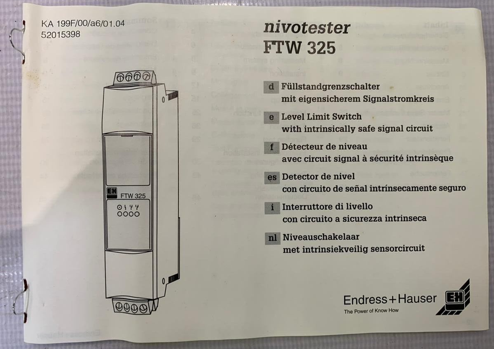 Endress+Hauser / Nivotester / Level Limit Switch / FTW325-A2A1A | eBay