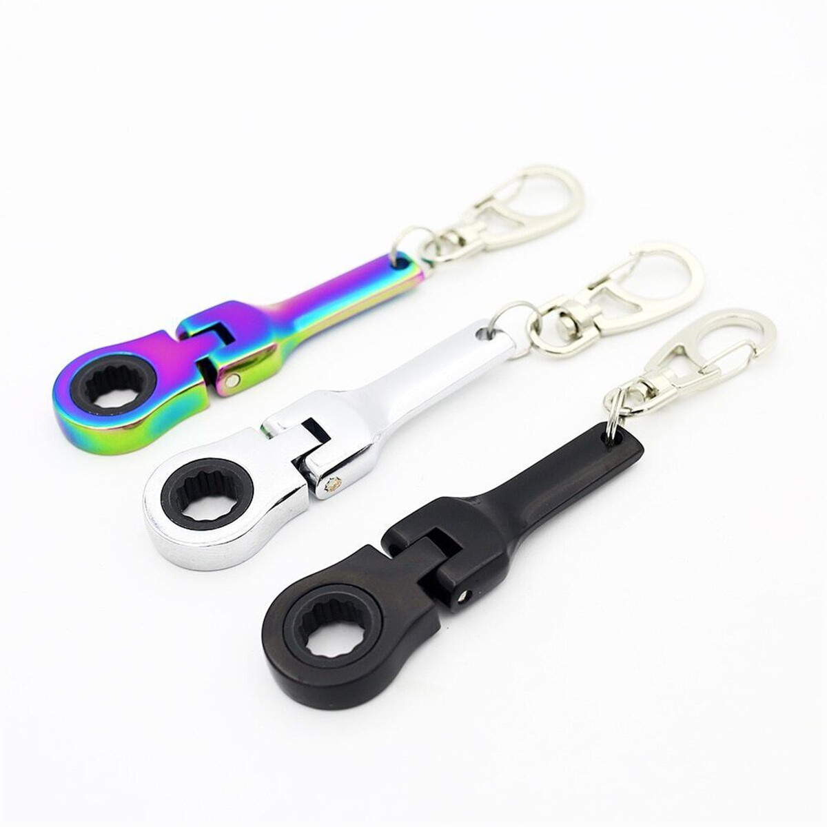 1pc 10mm Mini Shaped Wrench Tool Metal Keychain Key Chain Ring Keyring ...