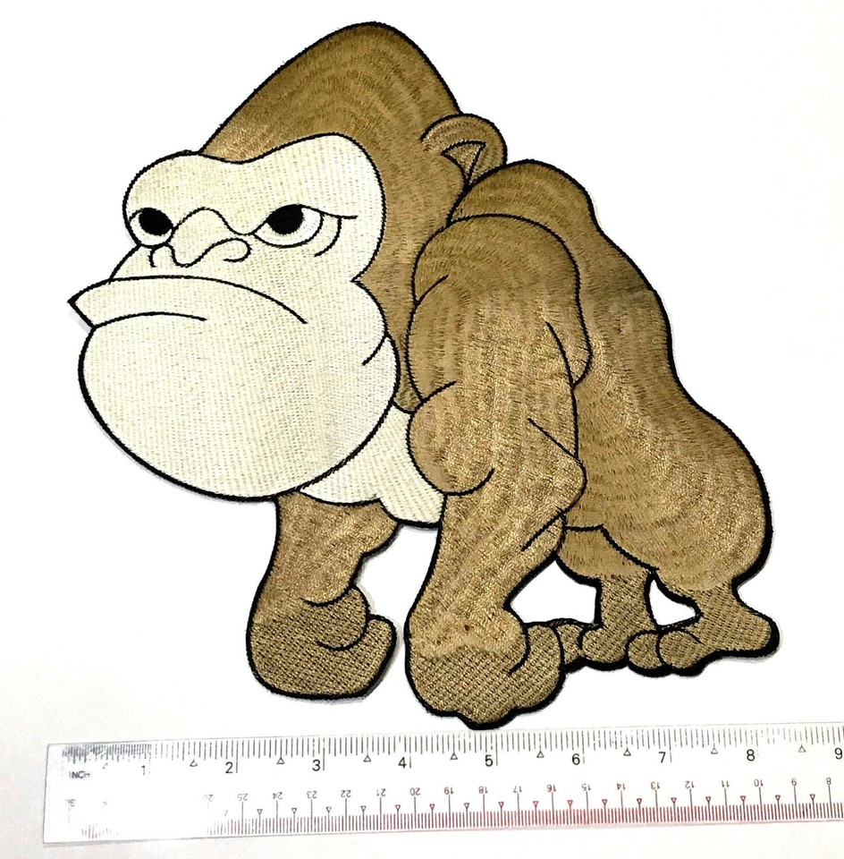 Large Gorilla Embroidered Patch Ape Applique for Jacket Back 8.5 x 9.5 ...