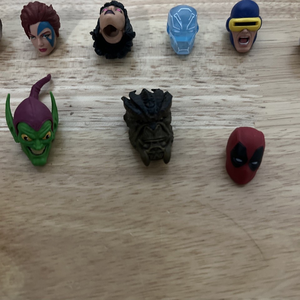 Marvel Legends (x9) Head Lot Fodder Only Hasbro Cyclops Deadpool Green ...