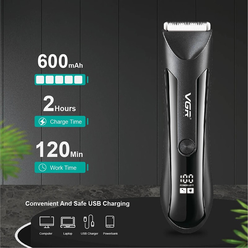Men's Pubic Hair Trimmer Electric Groin & Body Hair Shaver for Balls ...