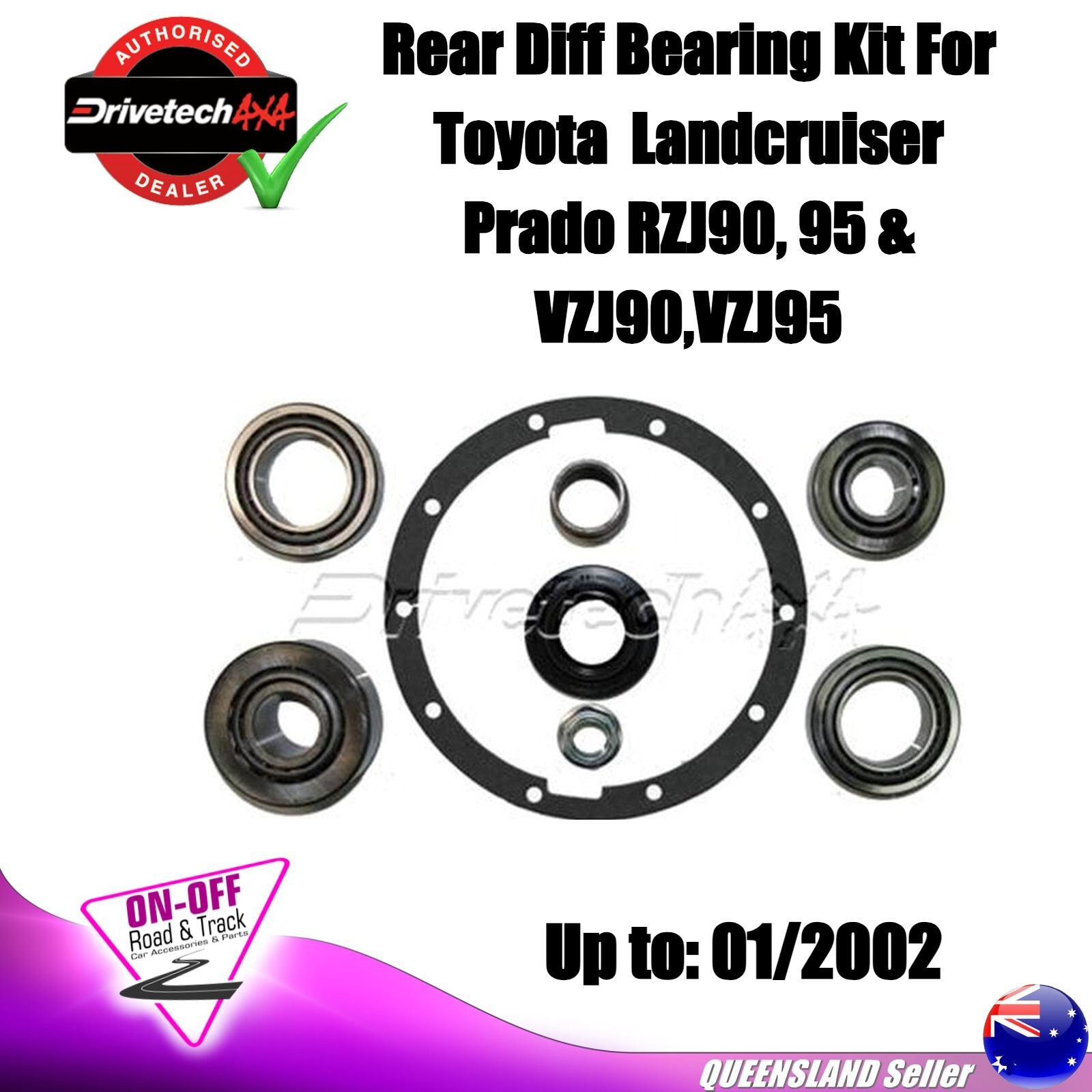 Drivetech 4x4 Rear Diff Bearing Kit for Toyota Landcruiser Prado RZJ95 ...