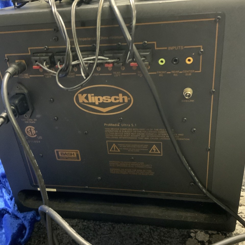 Klipsch ProMedia 5.1 THX Certified Surround System Subwoofer/ 5 Speaker ...