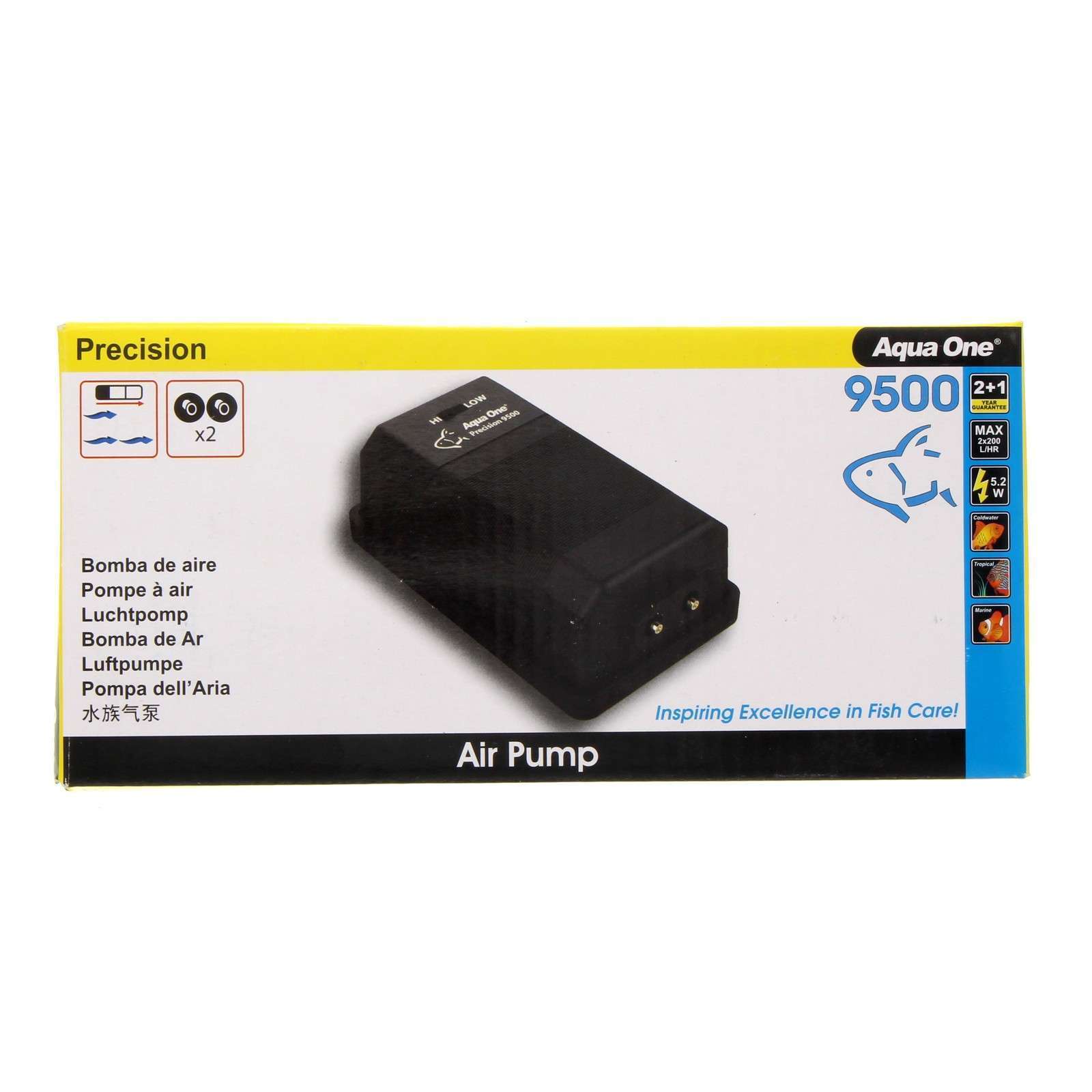 AQUA ONE AIR PUMP 9500 400L/H DUAL OUTLET KIT HYDROPONICS | eBay