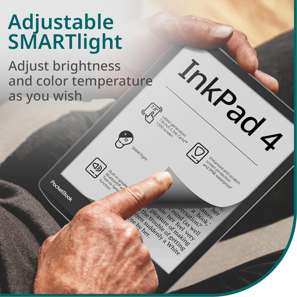 PocketBook InkPad 4 Eye-Friendly Audio E-Book Reader large 7.8ʺ E-Ink ...