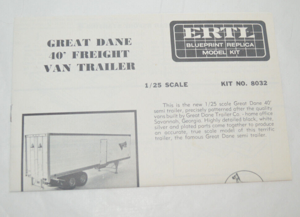 Great Dane 40 FT. Dry Goods Trailer Blueprint Model Kit By Ertl 1/25th ...