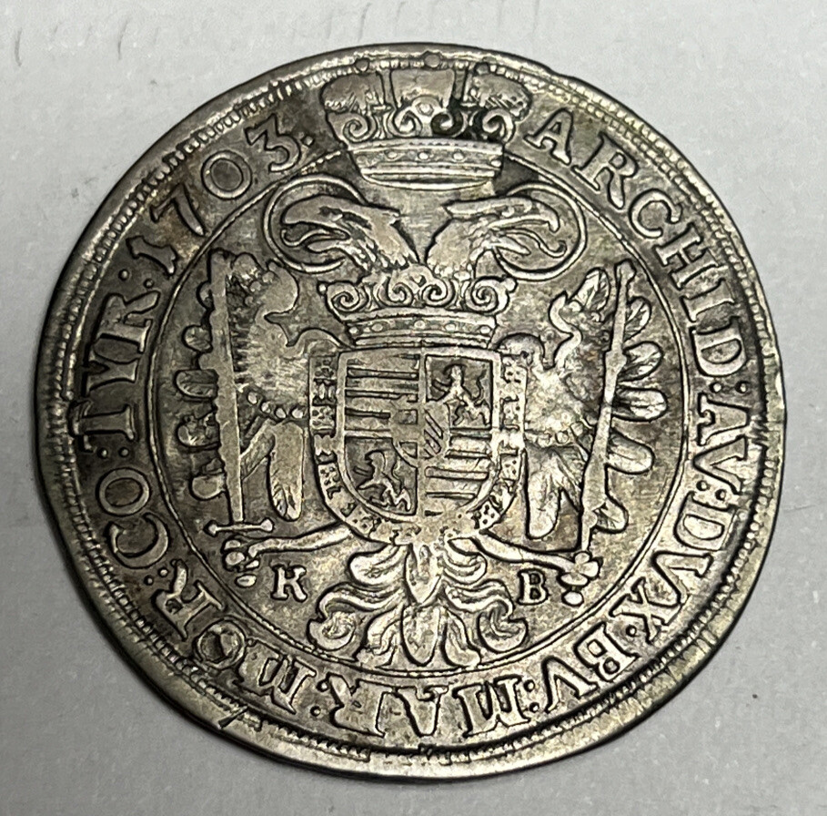 XF 1703 HUNGARY Half Thaler KM#251 (bent) Leopold I Hungarian Silver ...