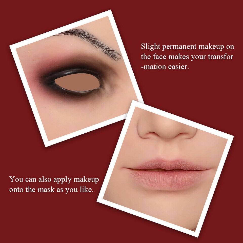 Realistic Silicone Female Face Mask Crossdresser Head Mask For women ...