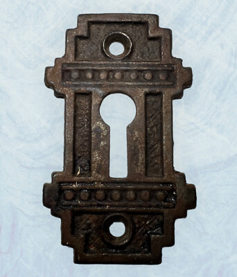 ORNATE ANTIQUE CAST IRON KEYHOLE LOCK COVER ESCUTCHEON VICTORIAN ...