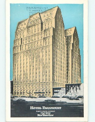 Unused 1950's OLD CARS & PARAMOUNT HOTEL Manhattan New York NY Q6095 ...