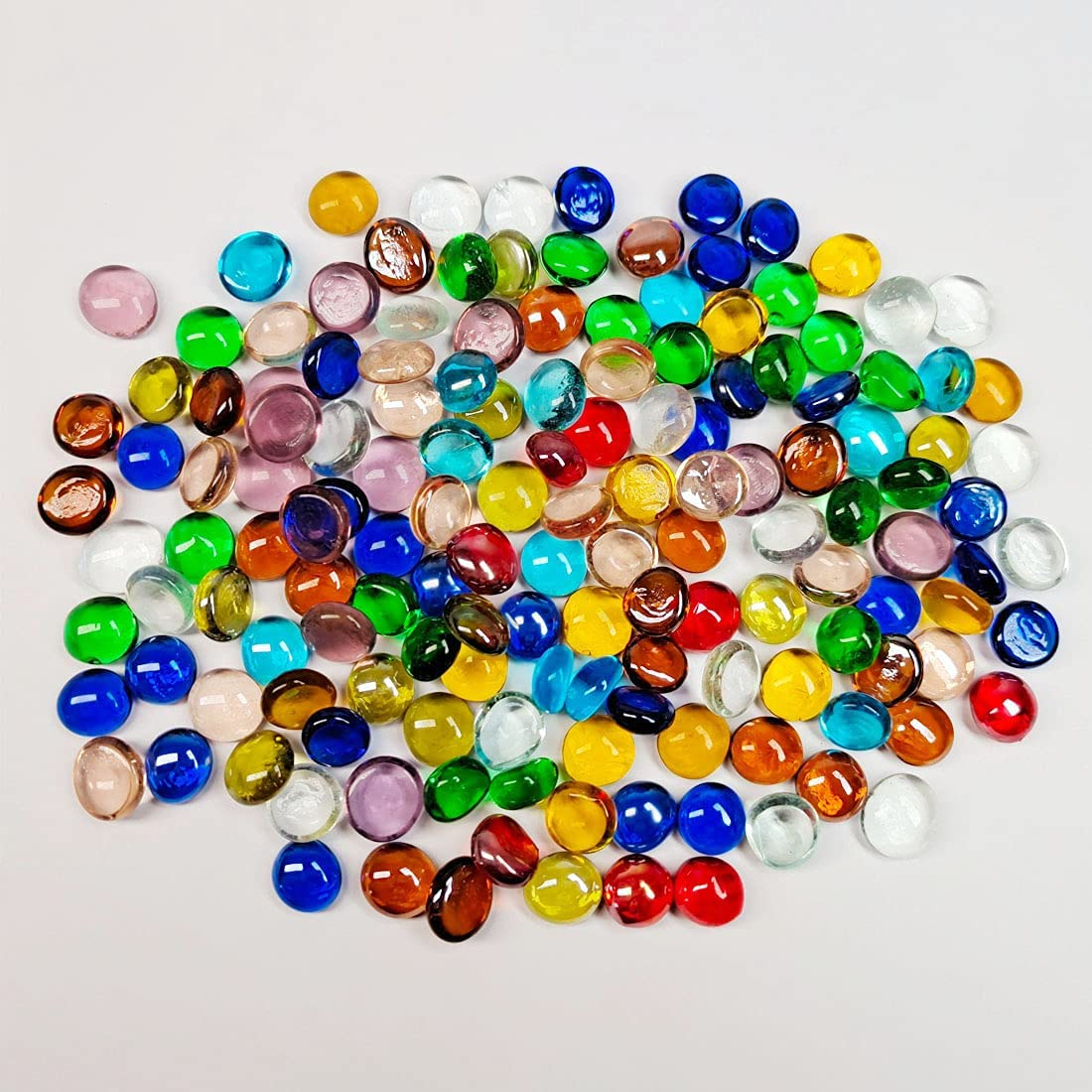 50PCS Mini Glass Gems,Mixed Colour Mancala Stones Flat Bottom Marble ...