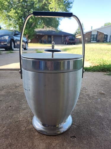Vintage Mid Century Modern Atomic Kromex Spun Aluminum Tall Ice Bucket ...